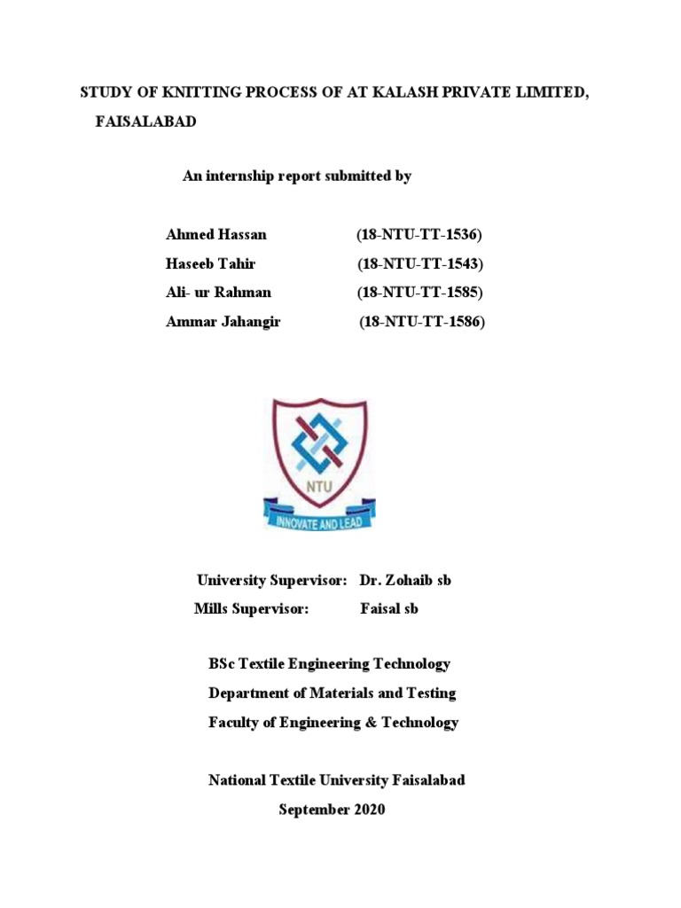 Knitting Process Study at Kalash Pvt. Ltd. | PDF | Knitting | Textiles