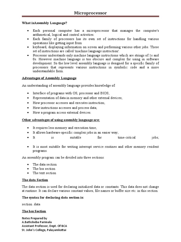 Microprocessor | PDF | Assembly Language | Computer Program
