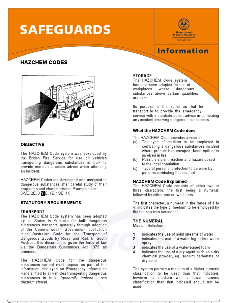 HAZCHEM Code | Safety | Hazards