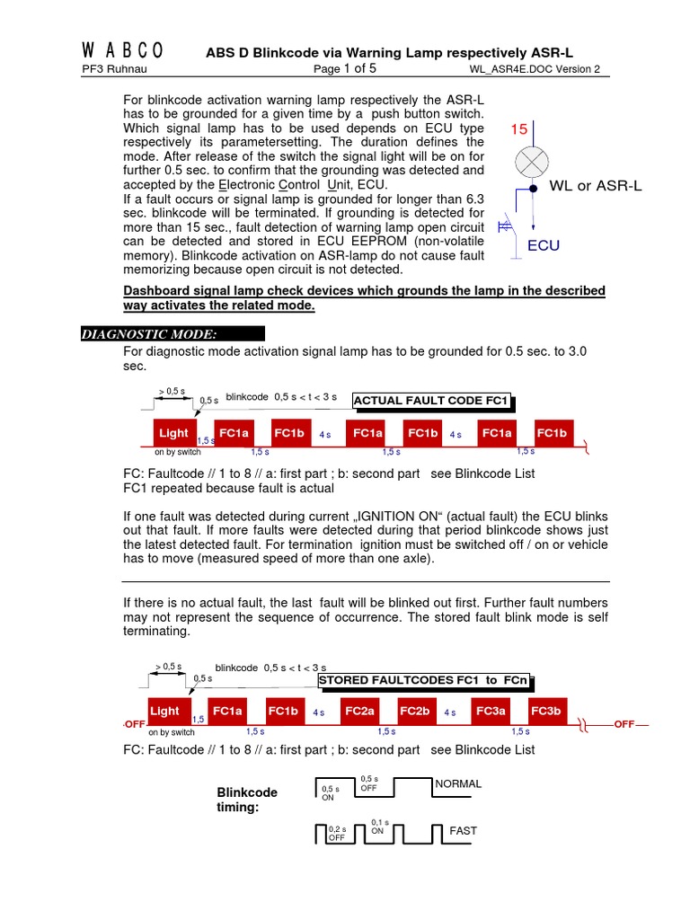 600 - 001 Wabco Abs Blinkcodes | PDF | Anti Lock Braking System ...