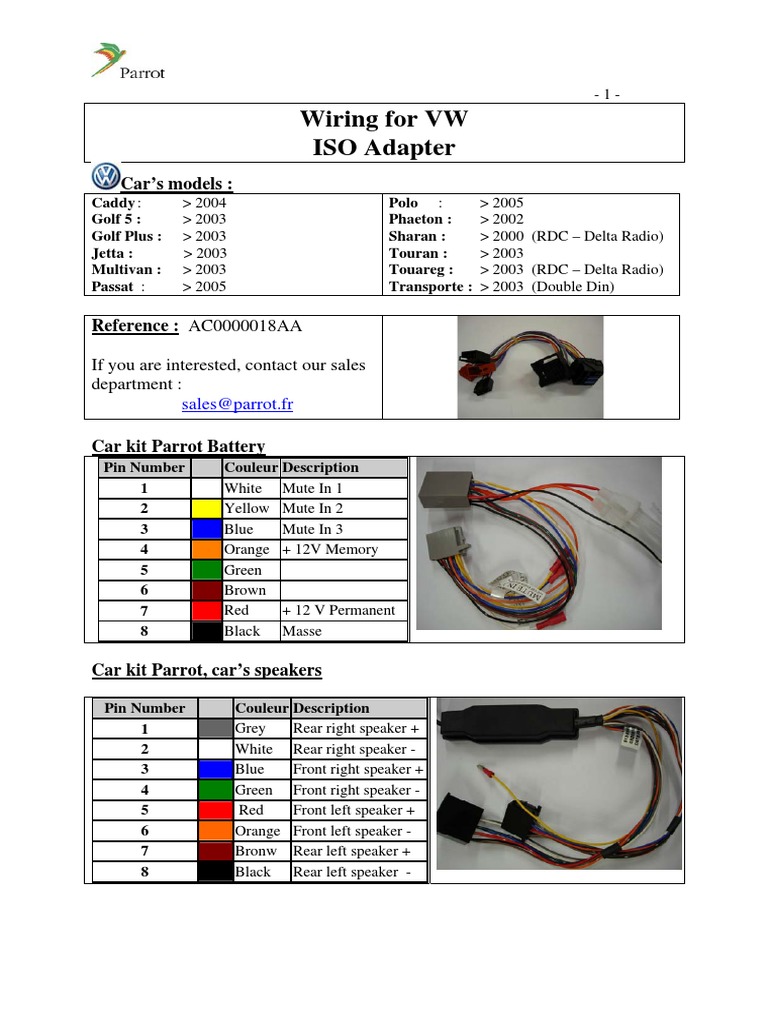 Wiring For VW ISO Adapter: Car's Models | PDF | Volkswagen | Volkswagen ...