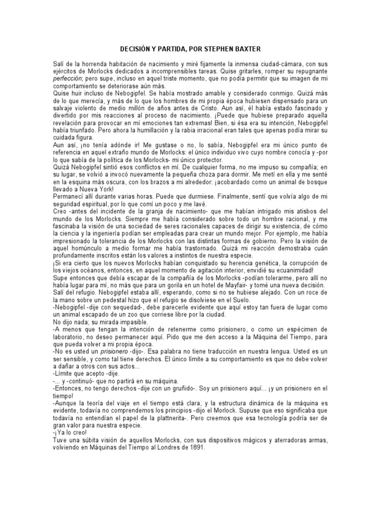 Decisión y Partida, Por Stephen Baxter | PDF | Viaje en el tiempo | Tierra