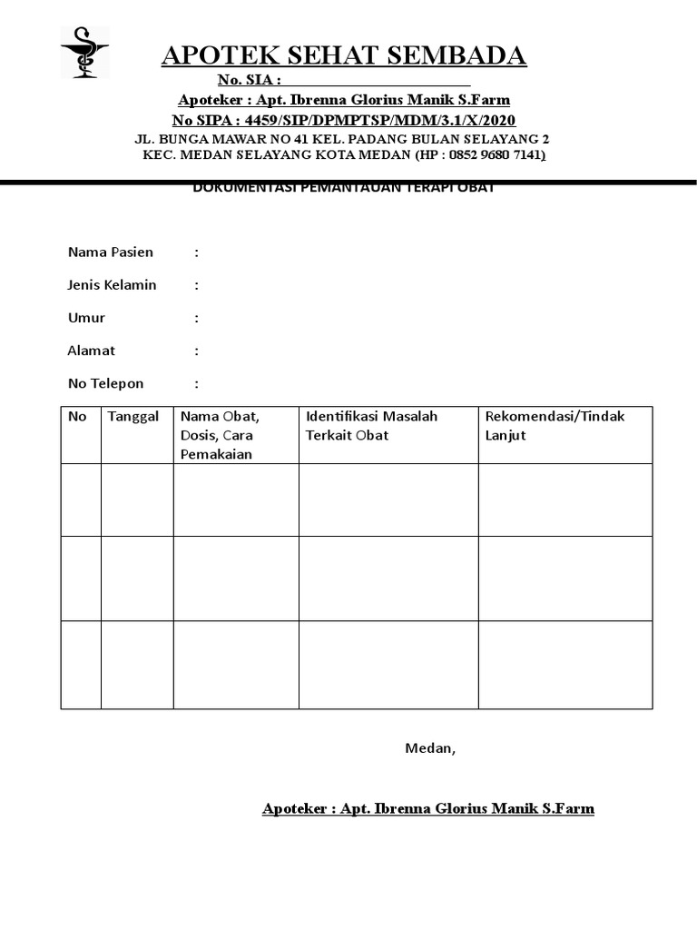 Dokumentasi Pemantauan Terapi Obat | PDF | Kesehatan Holistik