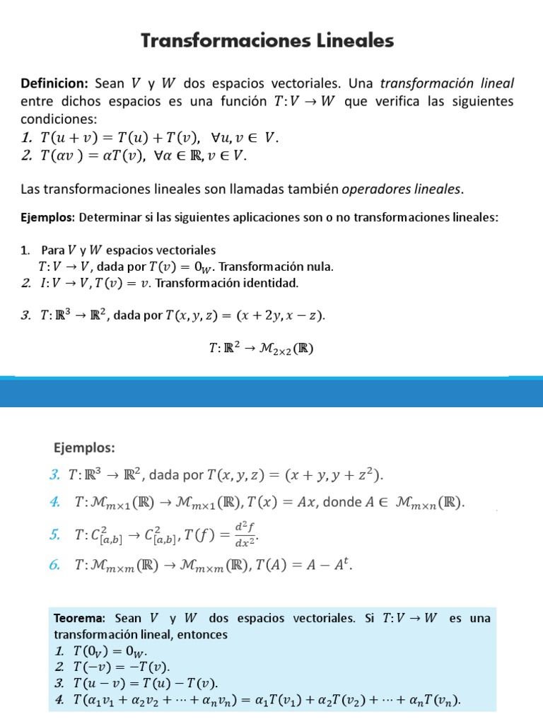 Transformaciones Lineales | PDF | Mapa lineal | Base (álgebra lineal)