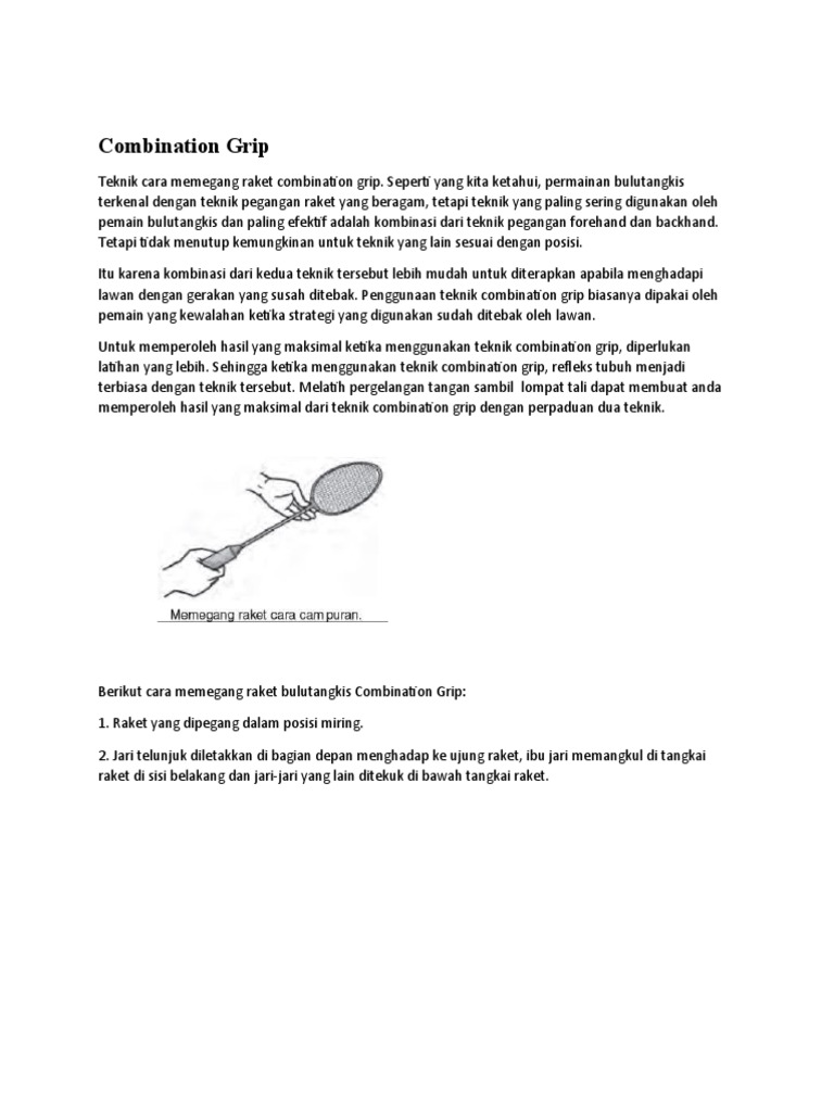 Teknik Combination Grip Bulutangkis | PDF