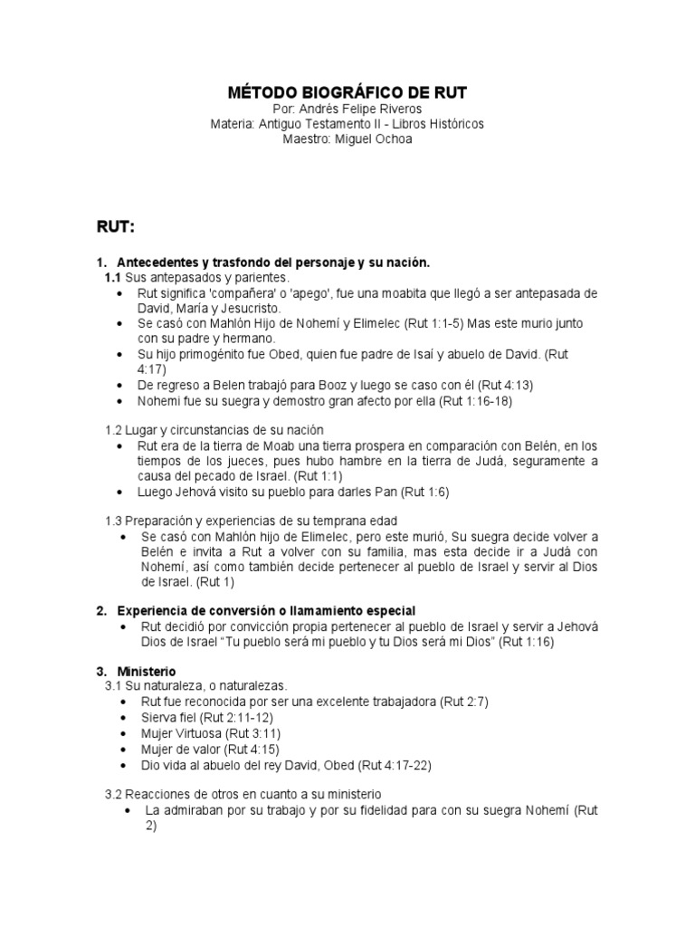 Método Biográfico de Rut | PDF | David | Religión y creencia