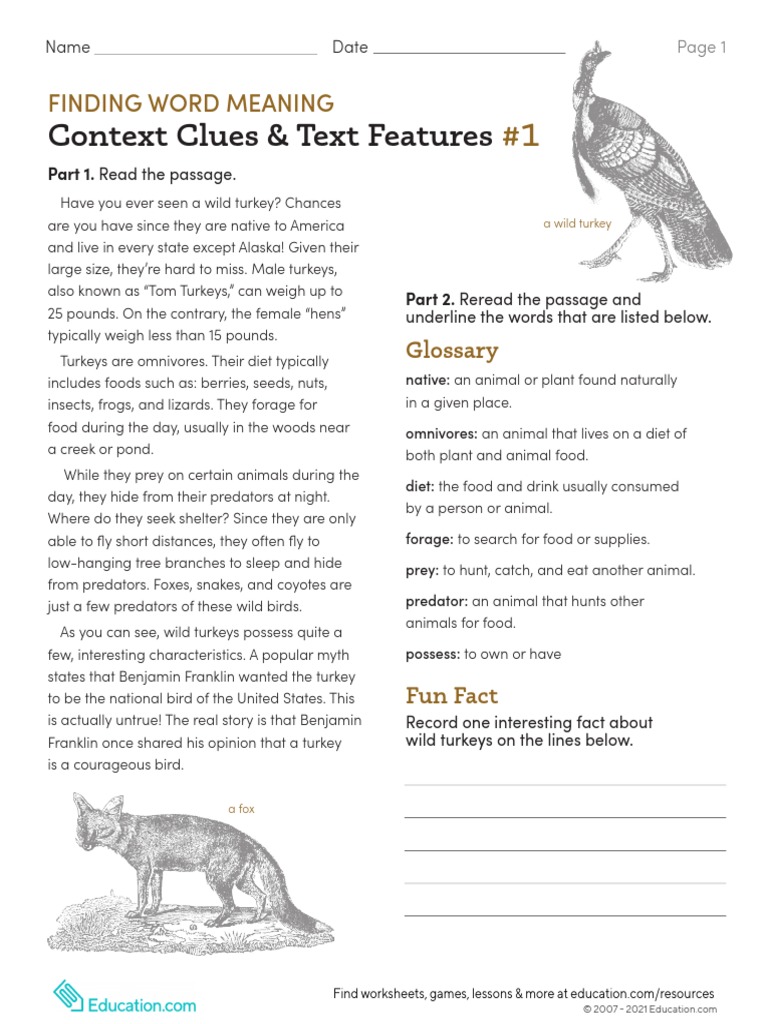 Context Clues & Text Features: Finding Word Meaning | PDF | Predation ...