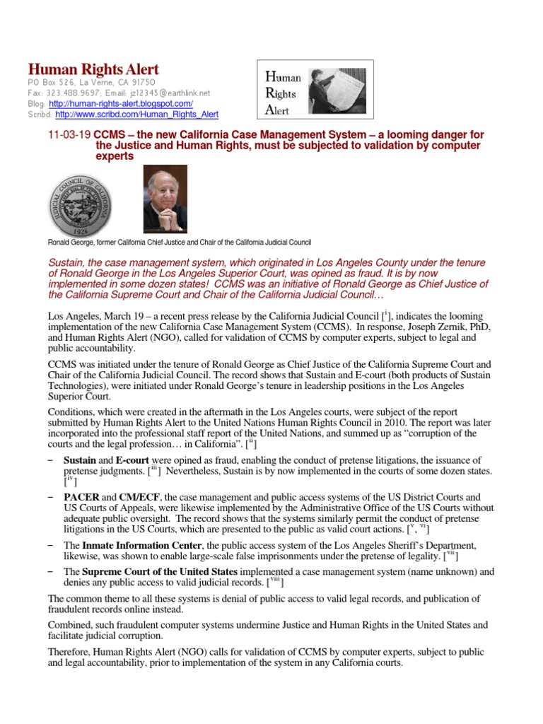 Human Rights Alert: The Justice and Human Rights, Must Be Subjected To Validation by Computer ...