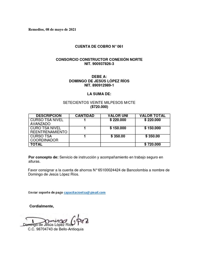 Cta Cobro 061 Consorcio | PDF