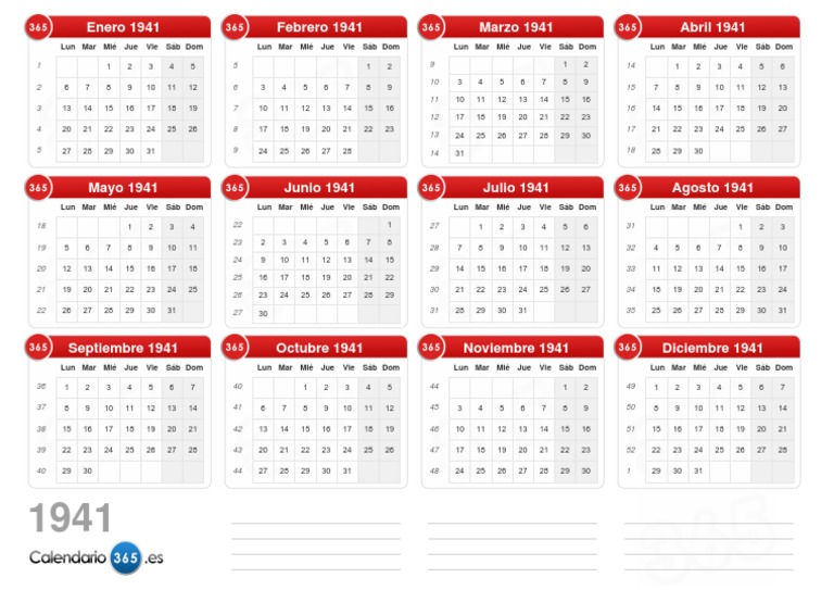 Calendario de enero a diciembre 1941 | PDF | Violencia