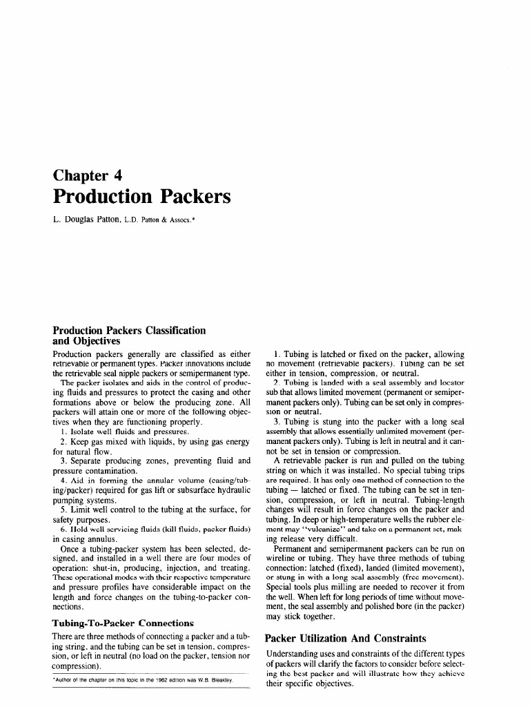 Production Packers Classification and Objectives | PDF | Casing (Borehole) | Oil Well