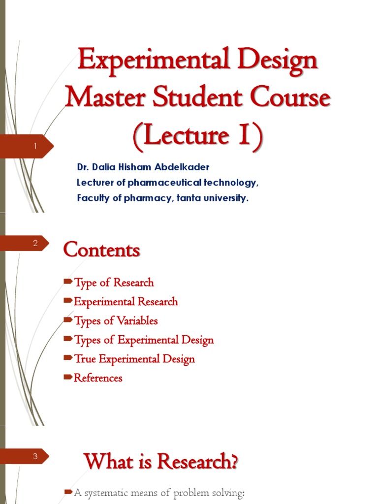 Experimental Design Lec 1 | PDF | Experiment | Design Of Experiments