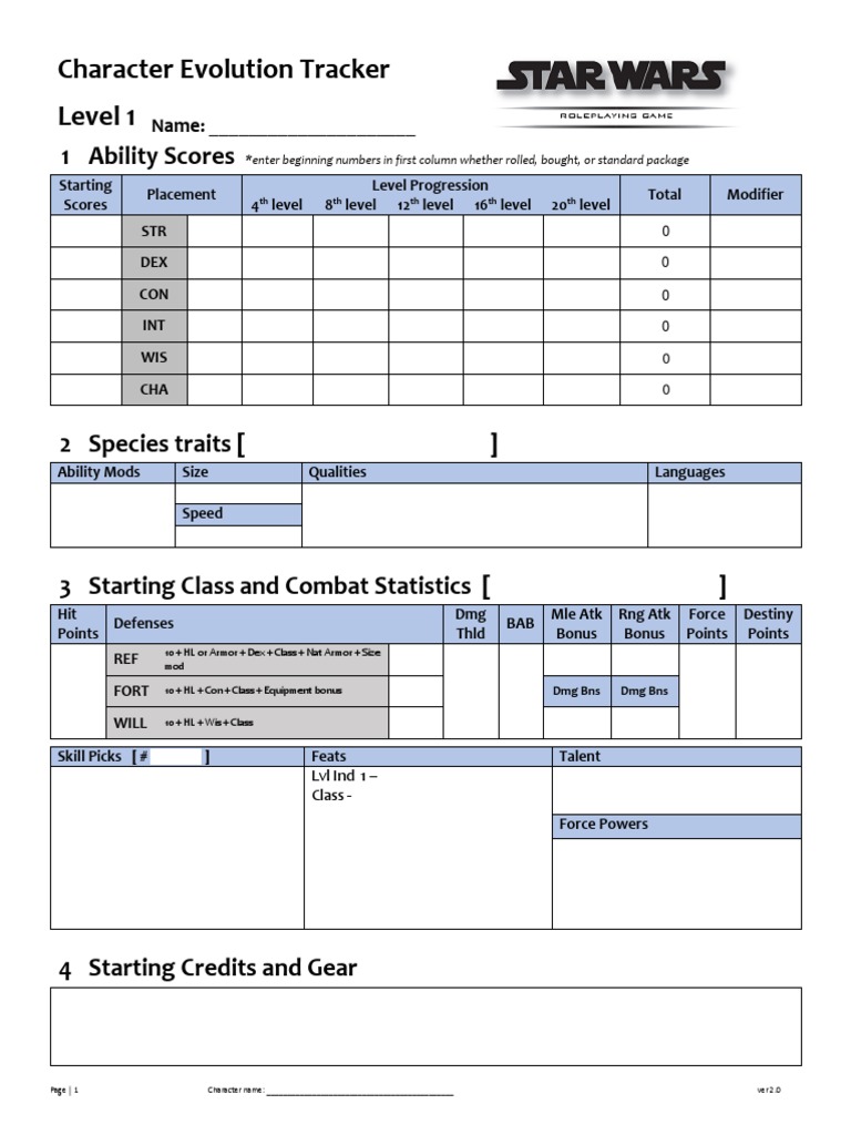 Character Generation Tracker - Ver2.0-Fillable | PDF | Dungeons ...