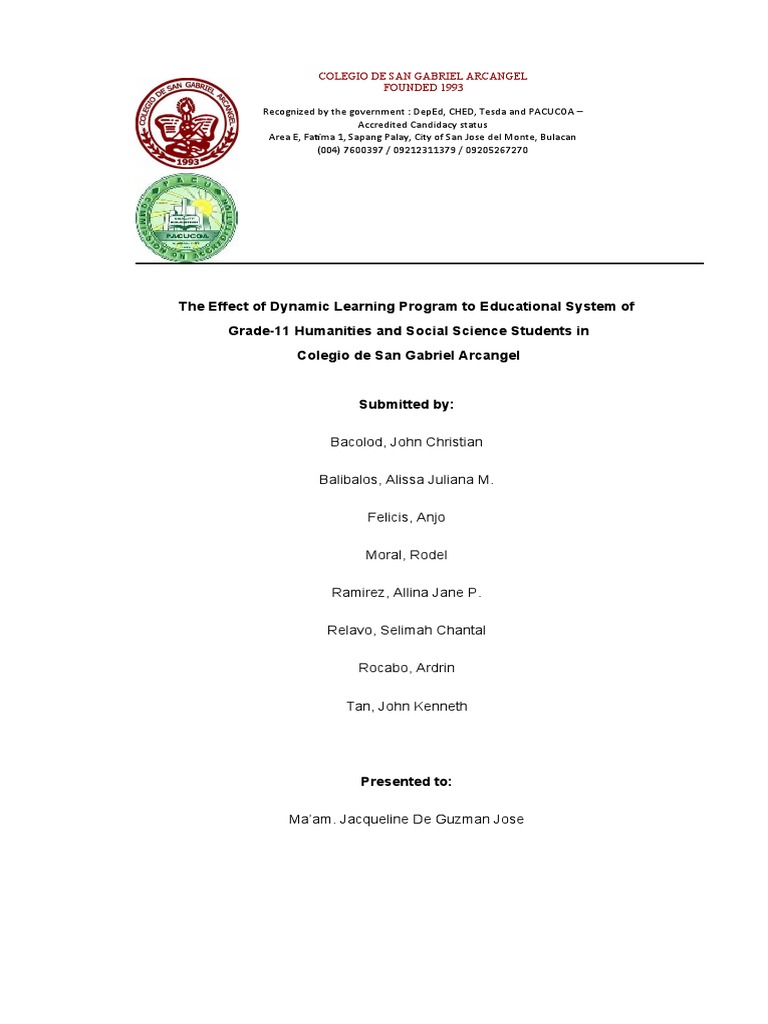 The Effect of Dynamic Learning Program To Educational System of Grade ...