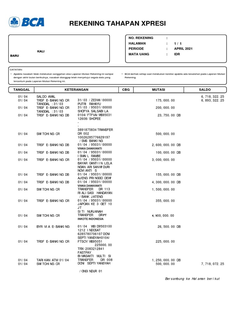 Mutasi Rekening | PDF