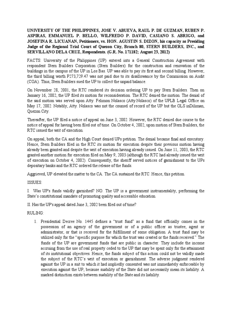 University of The Philippines vs. Dizon | PDF | Lawsuit | Trust Law