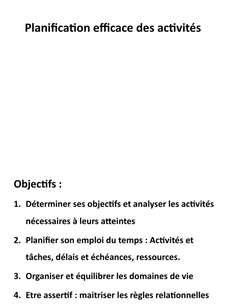 Planification Efficace Des Activités | PDF | Planification | Science