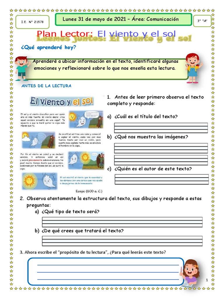 PLan Lector El Viento y El Sol | PDF