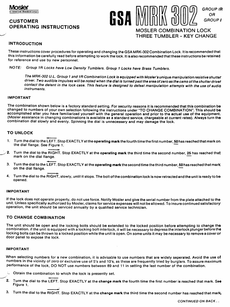 Mosler 302 Operating Instructions | PDF