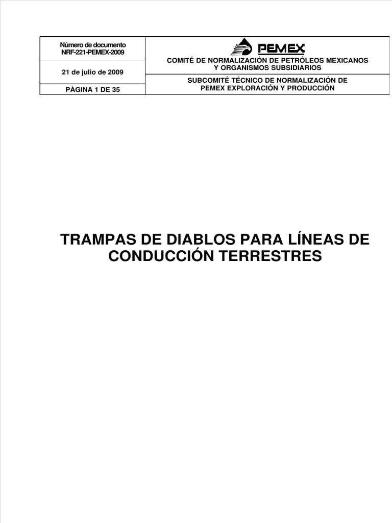 NRF 221 Pemex 2009 F | PDF | Tubería (transporte de fluidos) | Presión