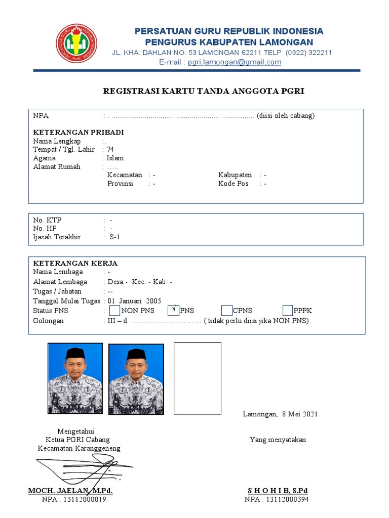 Formulir KTA 2021-2025 - Blangko | PDF