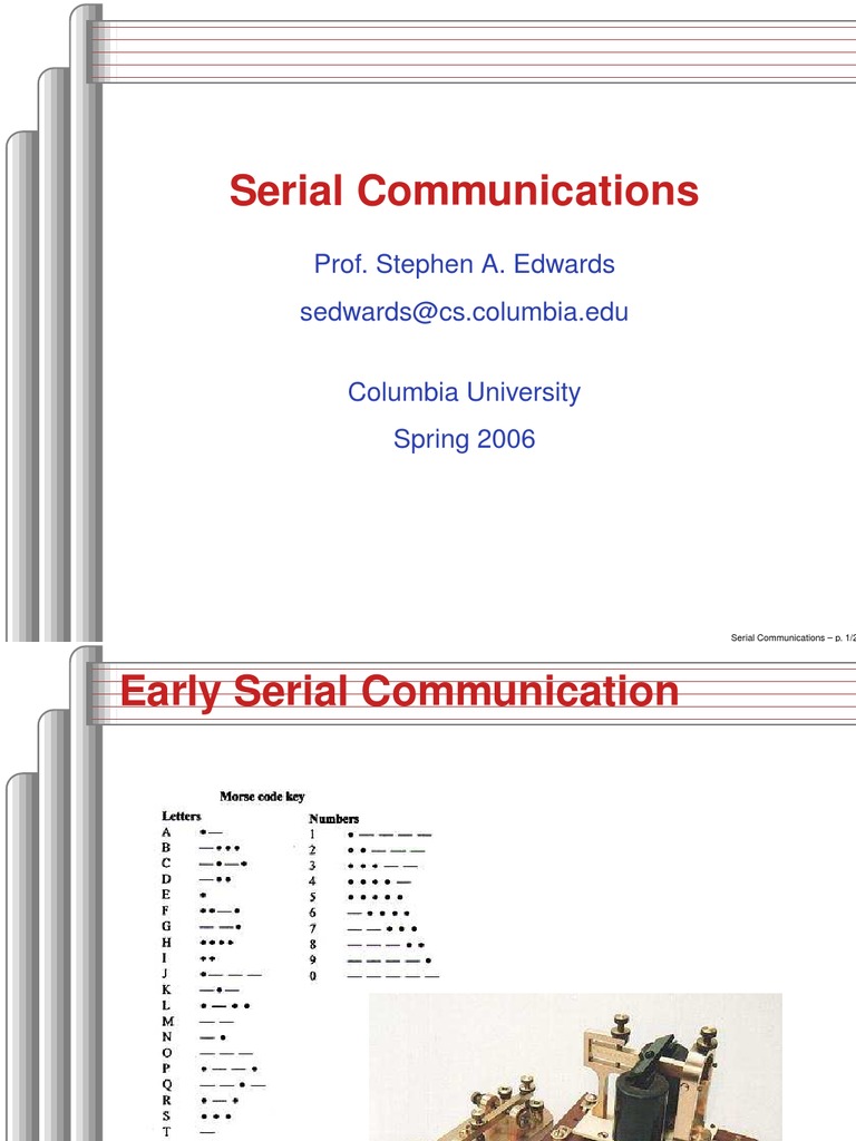 Serial Communications: Prof. Stephen A. Edwards Sedwards@cs - Columbia.edu | PDF | Usb | Areas ...