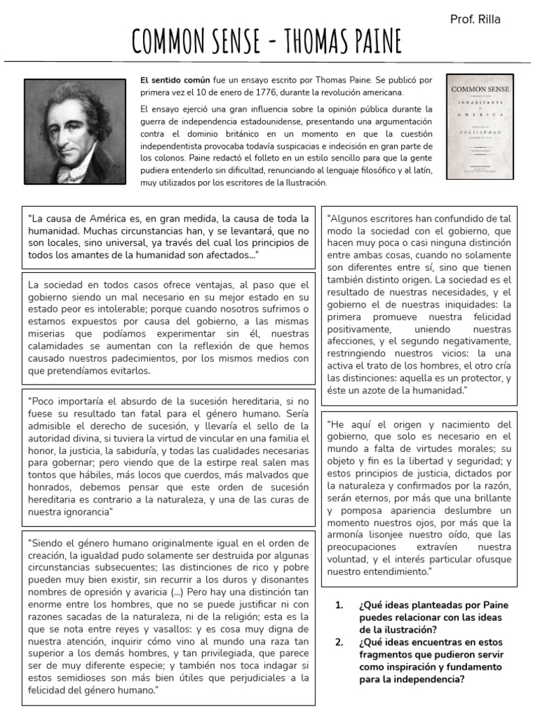Common Sense - Thomas Paine | PDF | Sentido común | Thomas Paine
