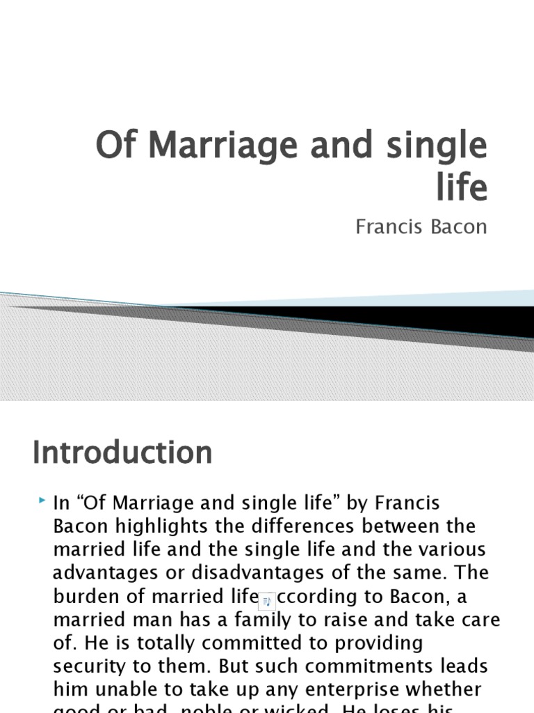 Bacon's Insights on Marriage vs. Single Life | PDF | Marriage | Social ...