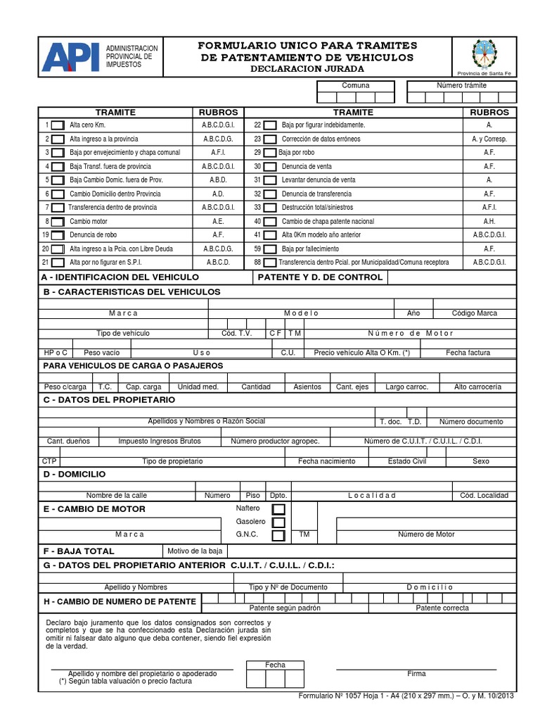 Formulario 1057 Interactivo | PDF | Vehículo de motor | Coche