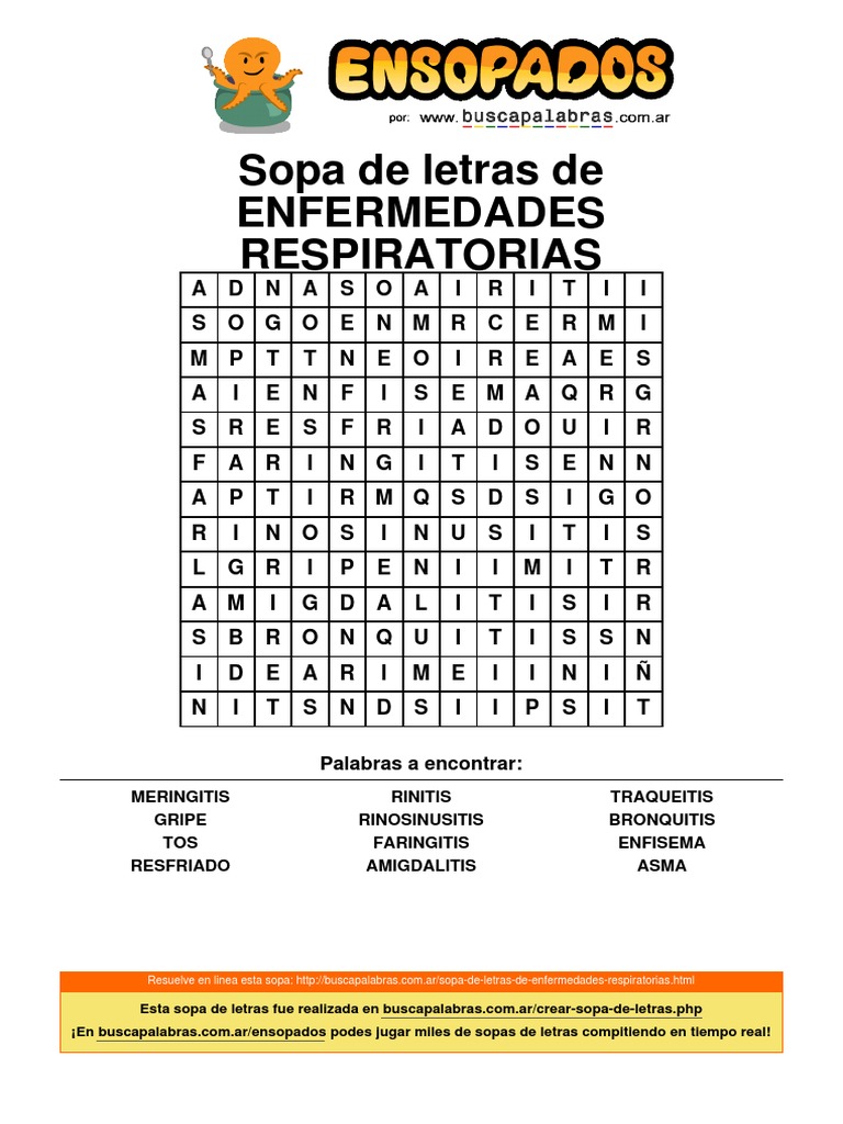 Sopa de Letras de Enfermedades Respiratorias | PDF