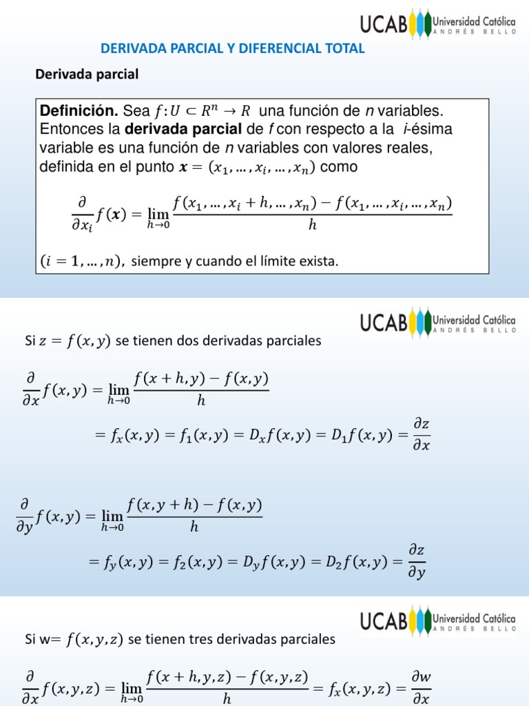 Derivadas Parciales y Totales: Definición | PDF | Derivado | Función (Matemáticas)