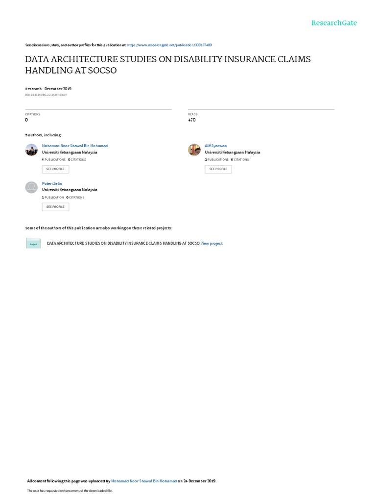 Data Architecture Studies On Disability Insurance Claims Handling at ...