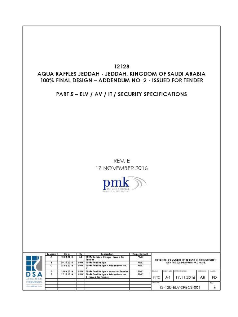 12128-Elv-Specs-001 | PDF | Specification (Technical Standard ...