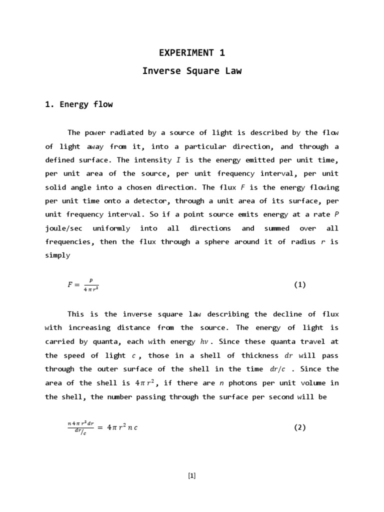 Inverse Square Law Experiment | PDF | Photon | Light
