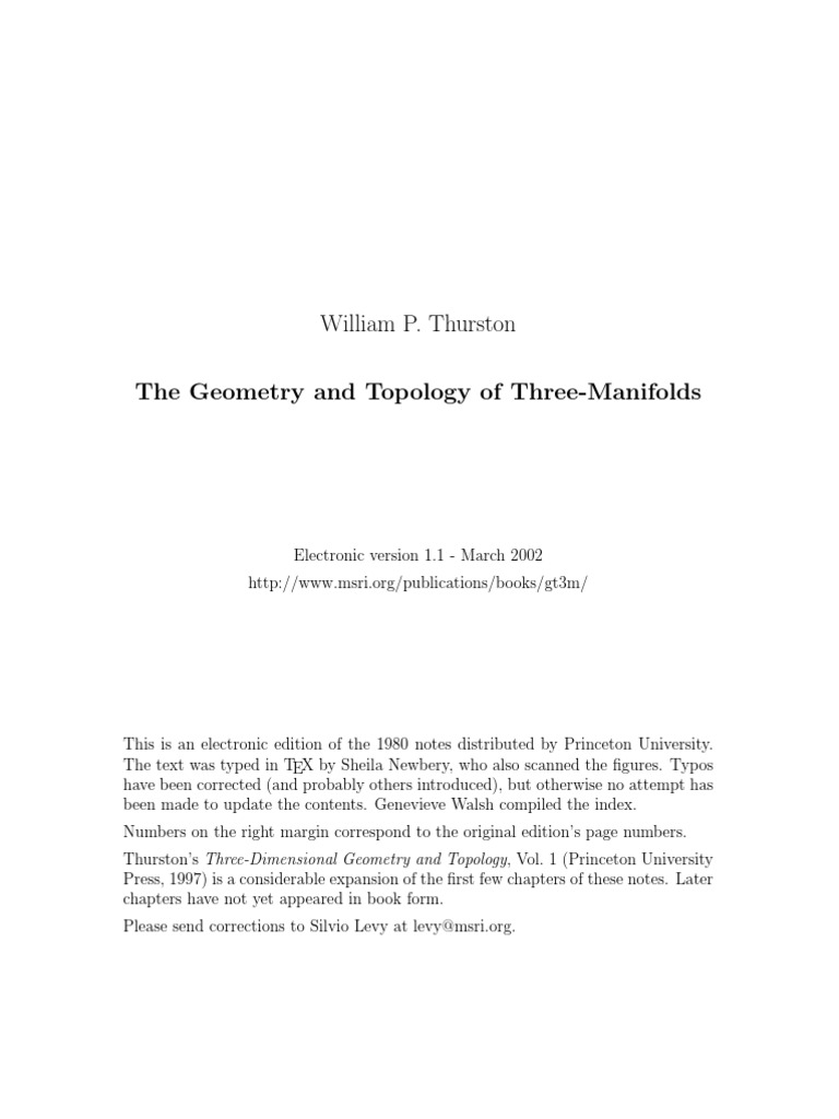 William P. Thurston | PDF | Manifold | Topological Spaces