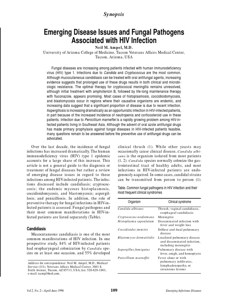 Emerging Fungal Diseases and HIV Infection | PDF | Candidiasis | Hiv/Aids