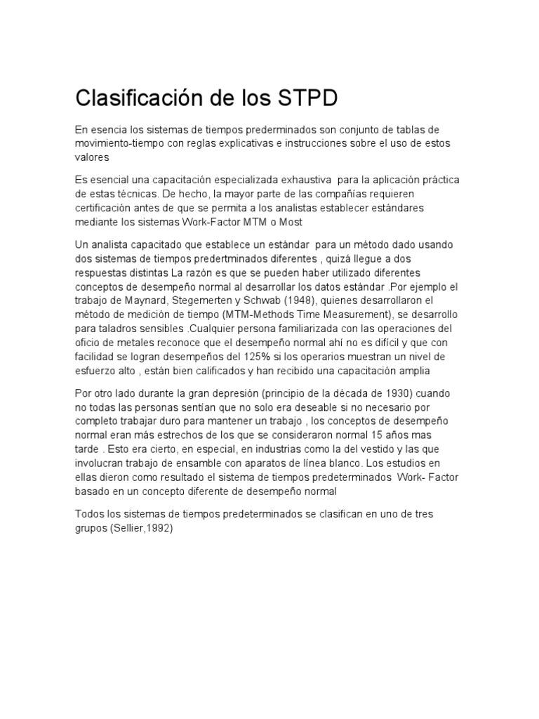 Clasificación de Los STPD | PDF | Hora | Velocidad