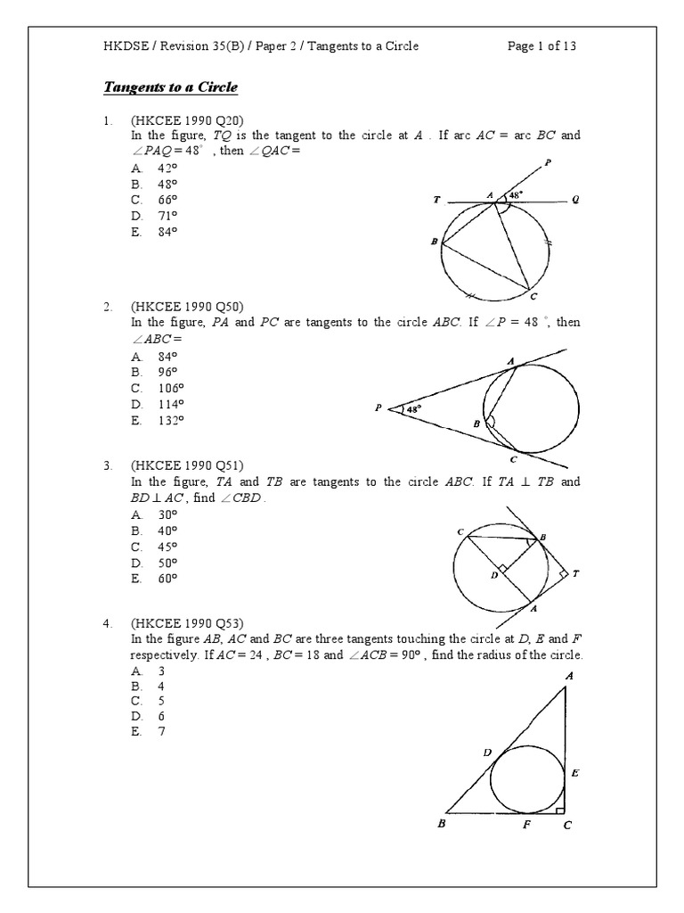 35 - 02 - Geometry (Tangents To A Circle) | PDF | Circle | Tangent