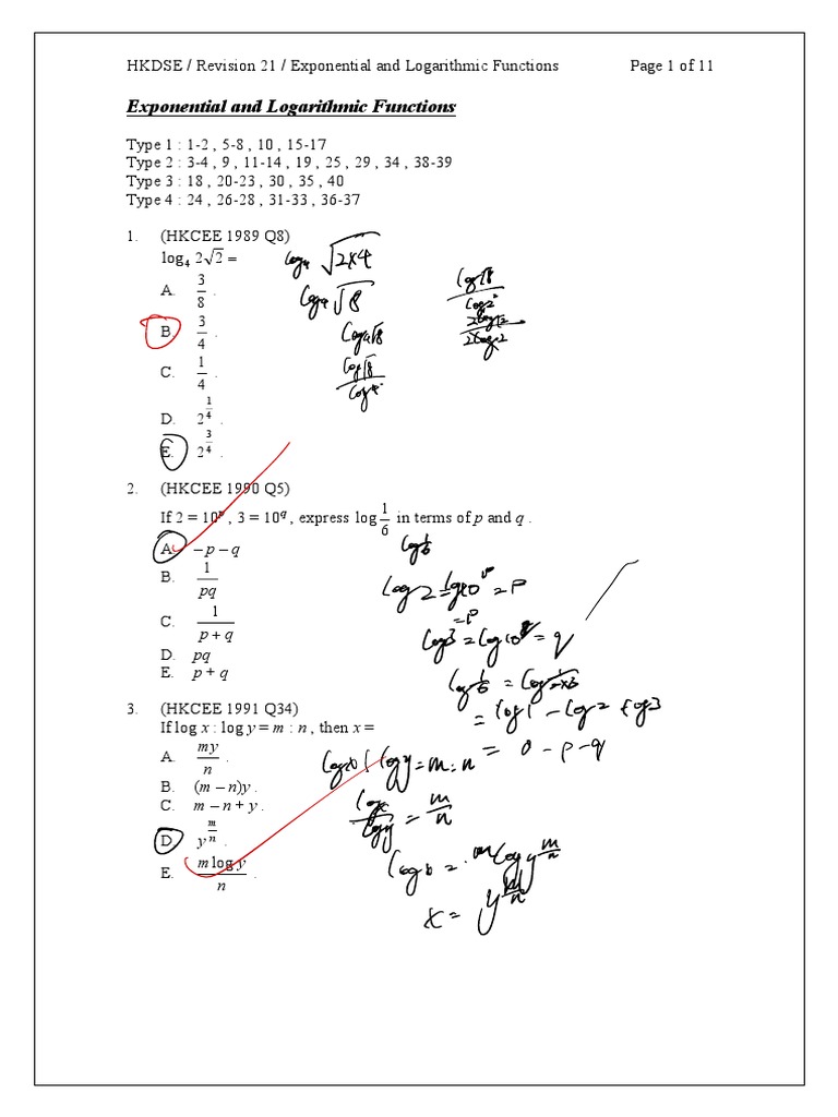 Math21 - Exponential and Logarithmic Functions 30-4-2021 | PDF | Logarithm | Exponential Function