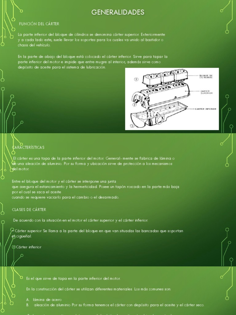 GENERALIDADES Funcion Del Carter | PDF | Tecnología del motor | Máquinas