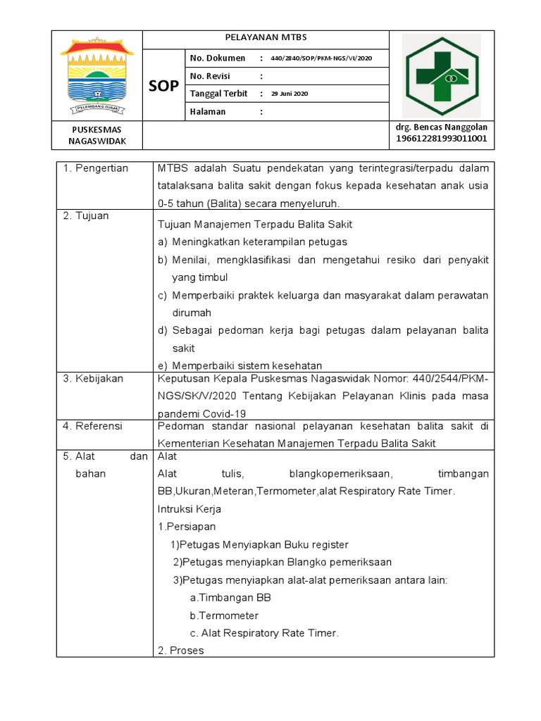 Sop Pelayanan MTBS BARU | PDF