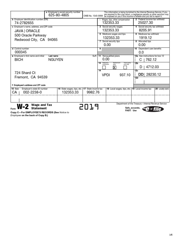 fw2 - 2019 6 | PDF | Social Security (United States) | Irs Tax Forms