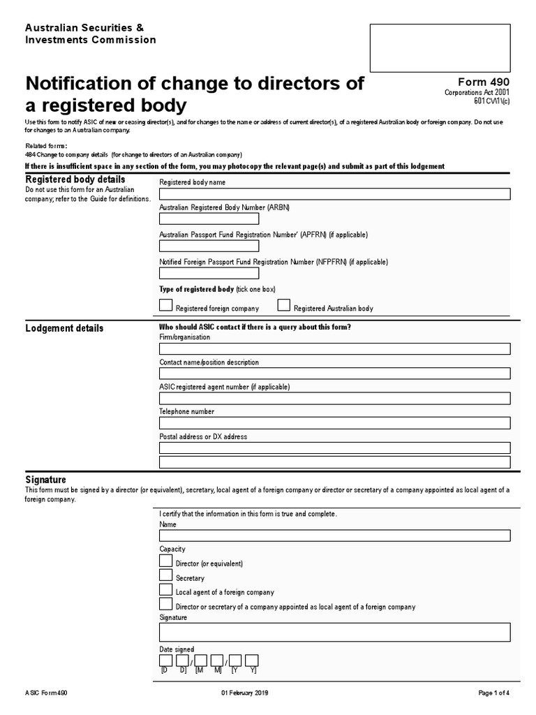 ASIC Change of Directors Form | PDF | Government | Business