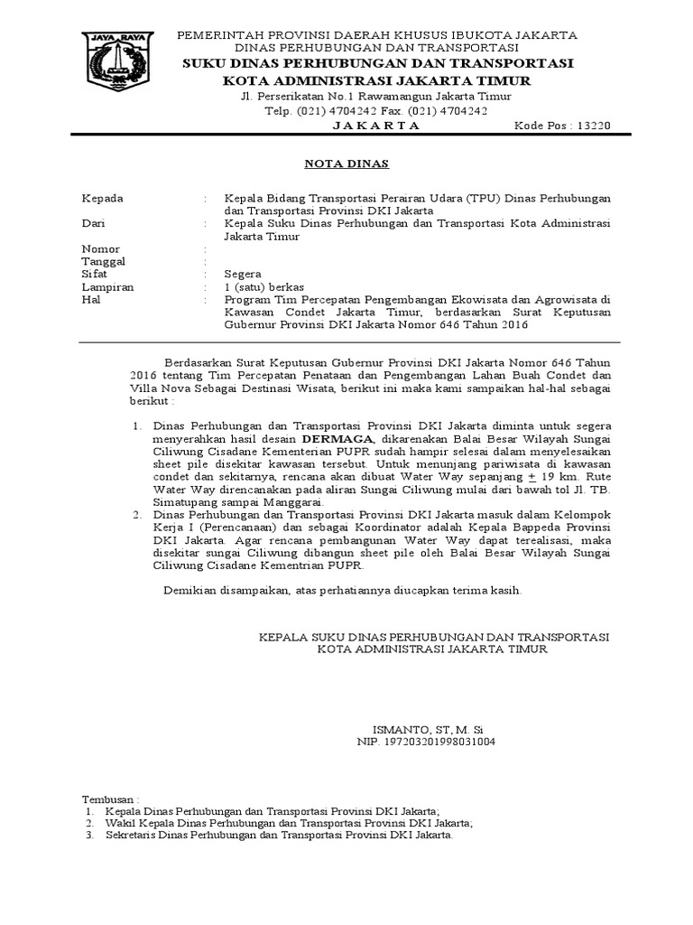 Nota Dinas Pak Ismanto | PDF