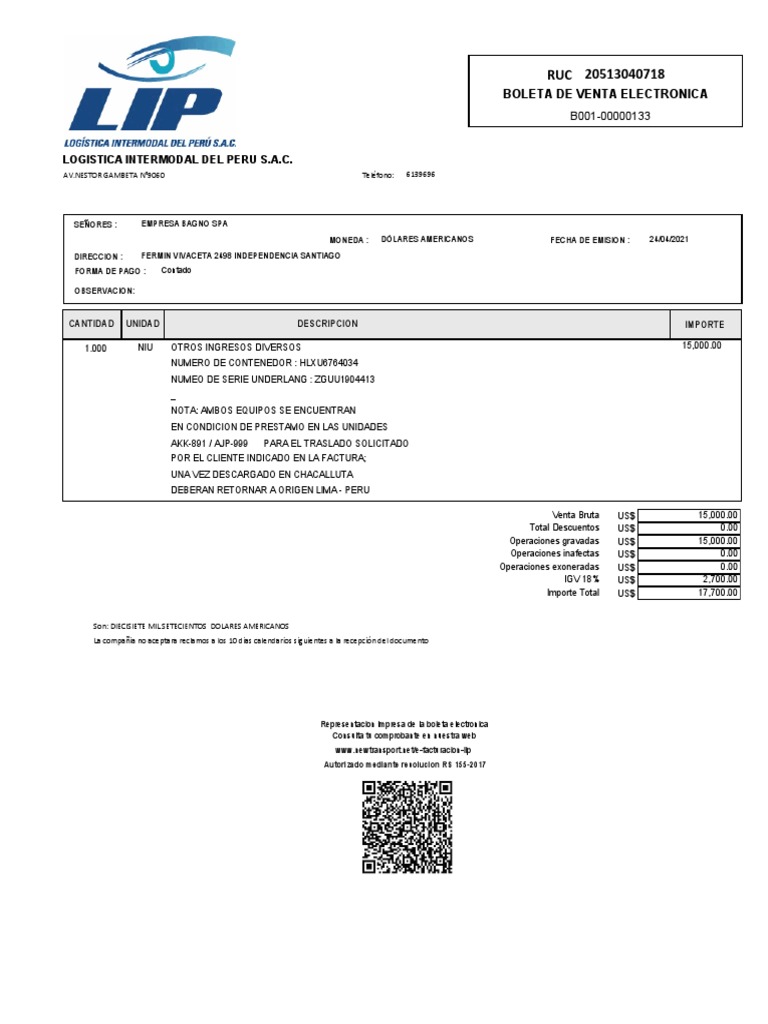 Boleta de Venta: Logística Intermodal | PDF | Business