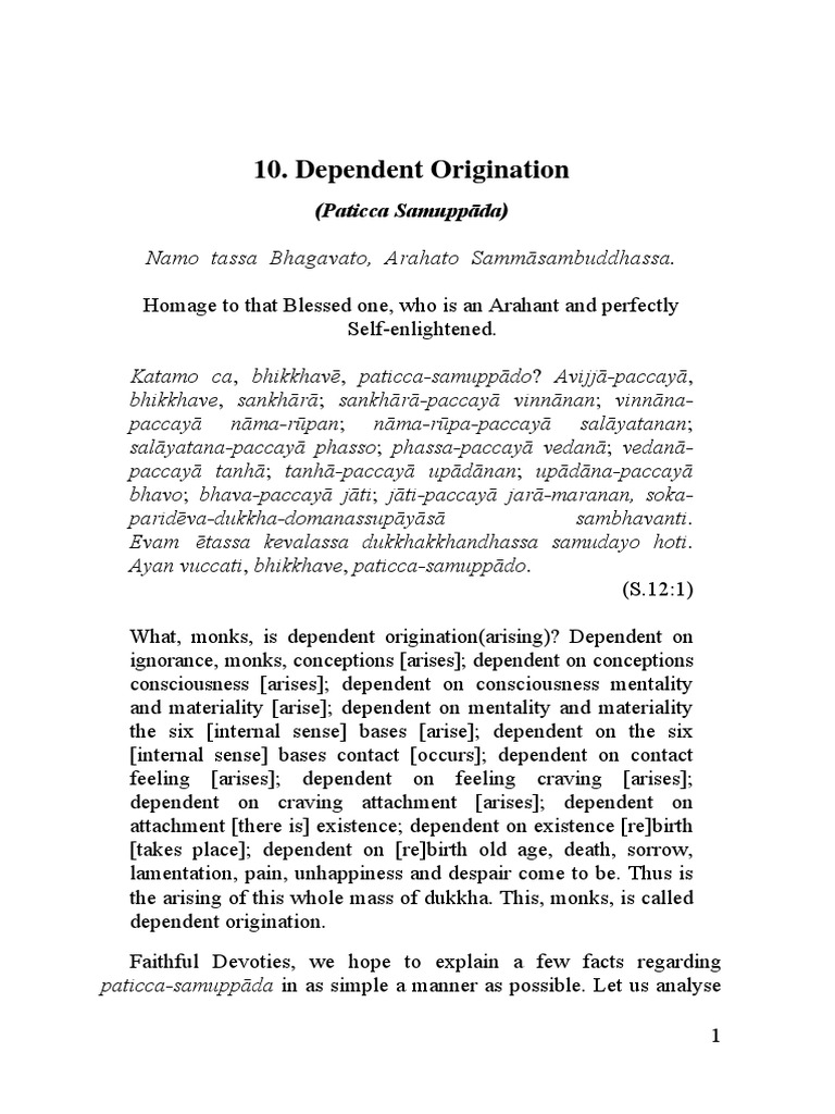 Vdocuments - MX 10 Dependent Origination Dhamma Talks 0 10 Dependent ...