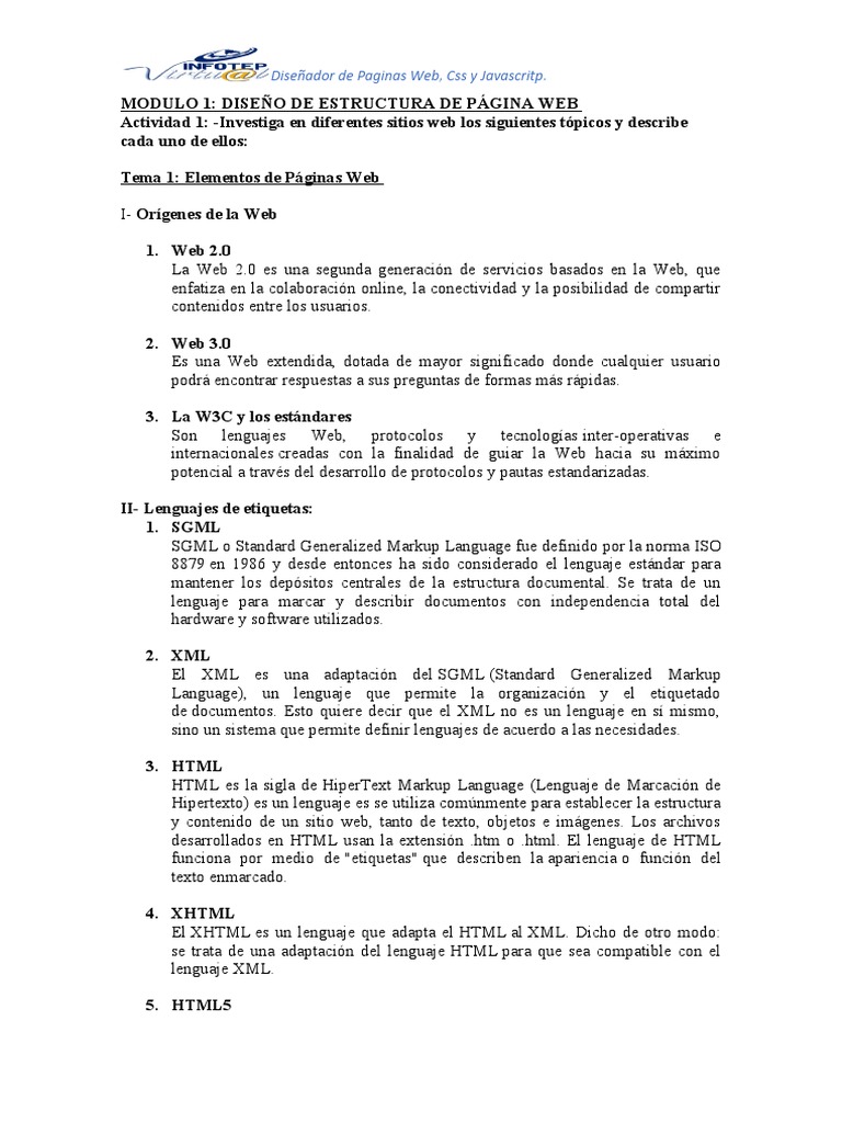 Actividad 1 | PDF | HTML | Xml