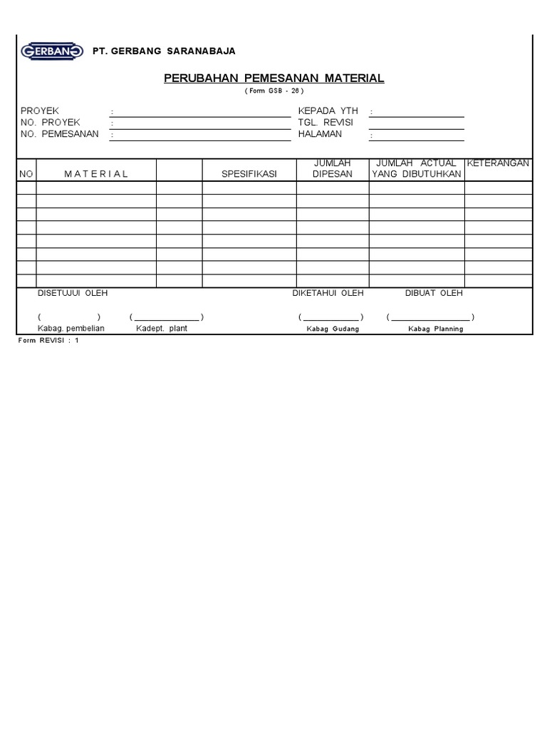 GSB-Form-26 Perubahan Pemesanan Material | PDF