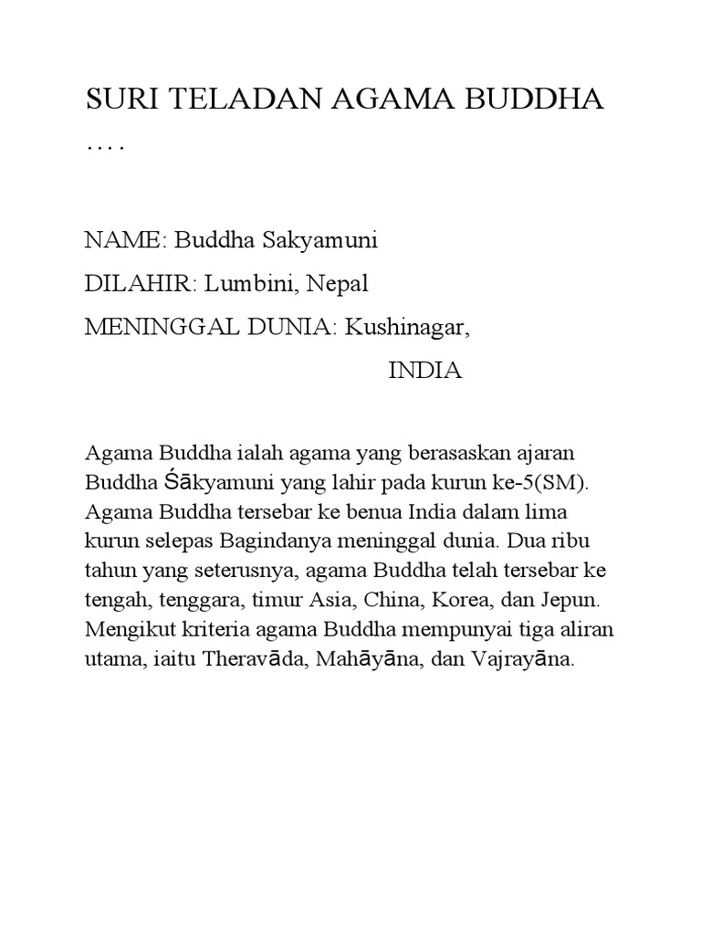 Suri Teladan Agama Buddha | PDF