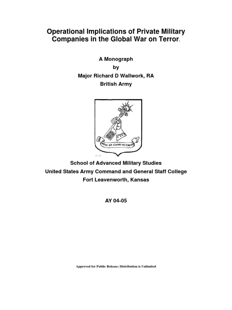 Operational Implications of Private Military Companies in The Global ...